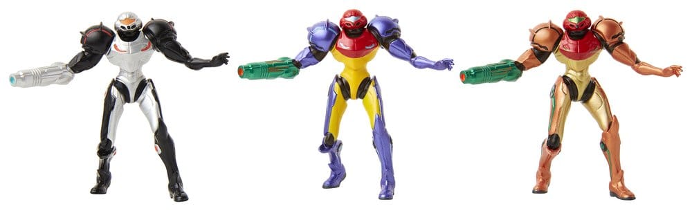 World of Nintendo Pack de 3 Figuras Metroid Chozo Power Suits 6 cm